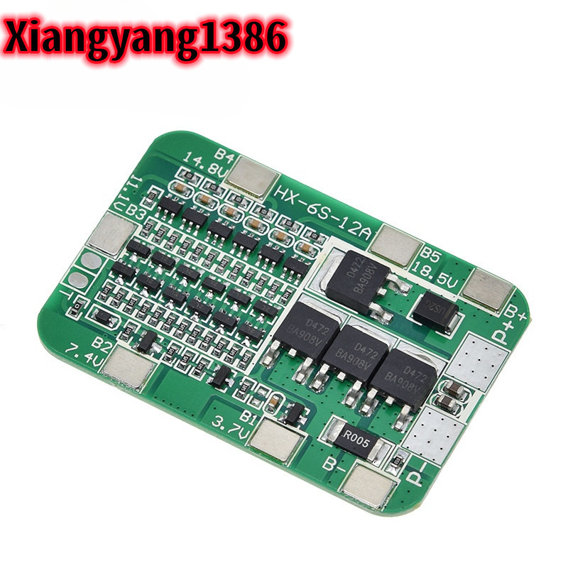 6S 12A 22V24V PCB BMS Protection Board For 6 Pack 18650 Li-ion Lithium ...