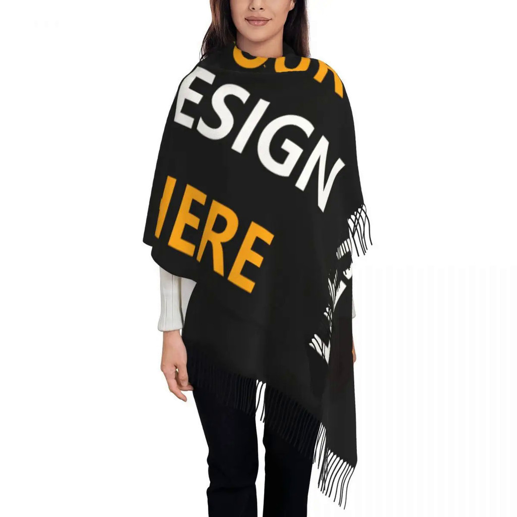 Lady Long Custom Your Design Here Scarves Women Winter Soft Warm Tassel ...