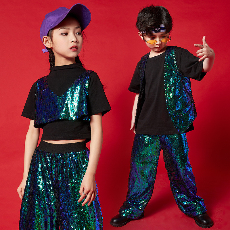 Children Sequin Costumes Children Jazz Dance Street Dance Costumes Boys ...