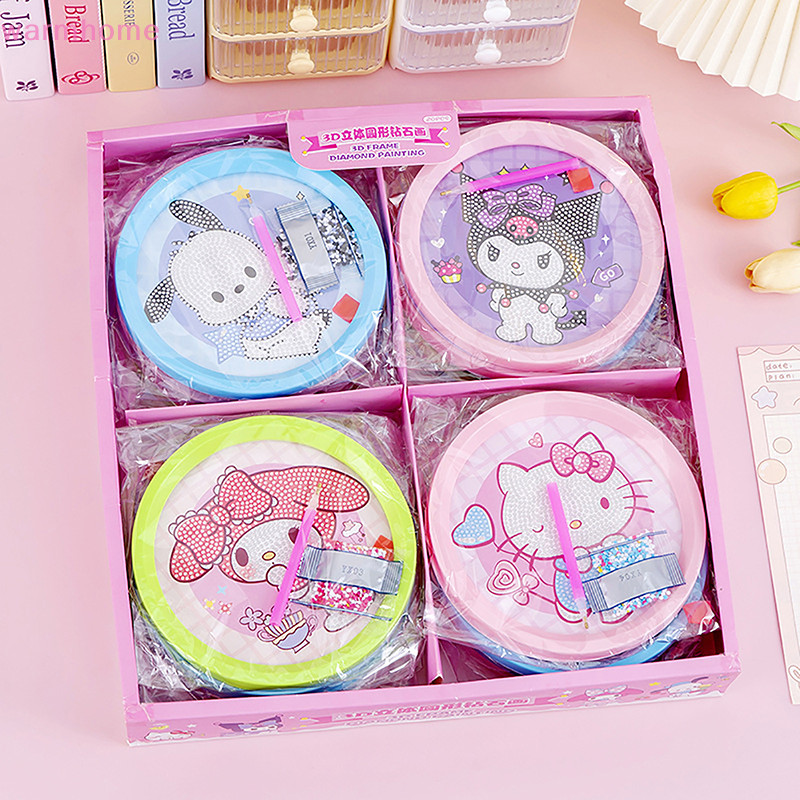 WMPH 18*18cm Sanrio Diamond Paing Hello Kitty Kuromi Melody DIY Round ...