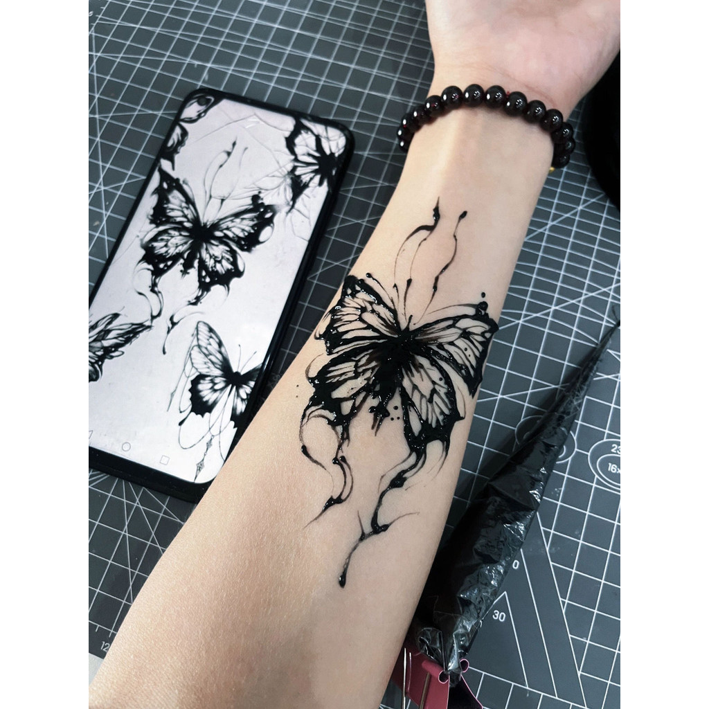 Ink Chinese style butterfly herbal tattoo sticker with semi permanent ...