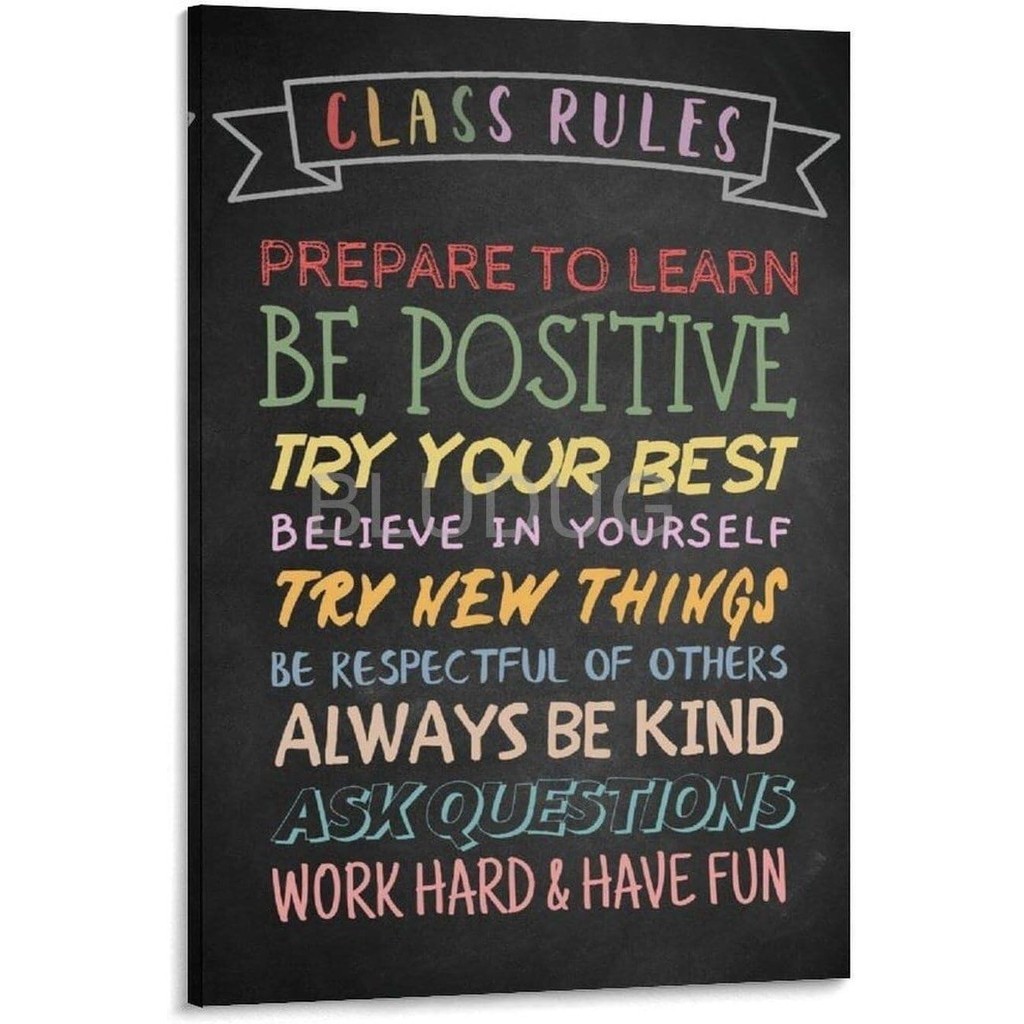 Modern Blackboard Style Classroom Rules Minimalist Class Rules Poster ...
