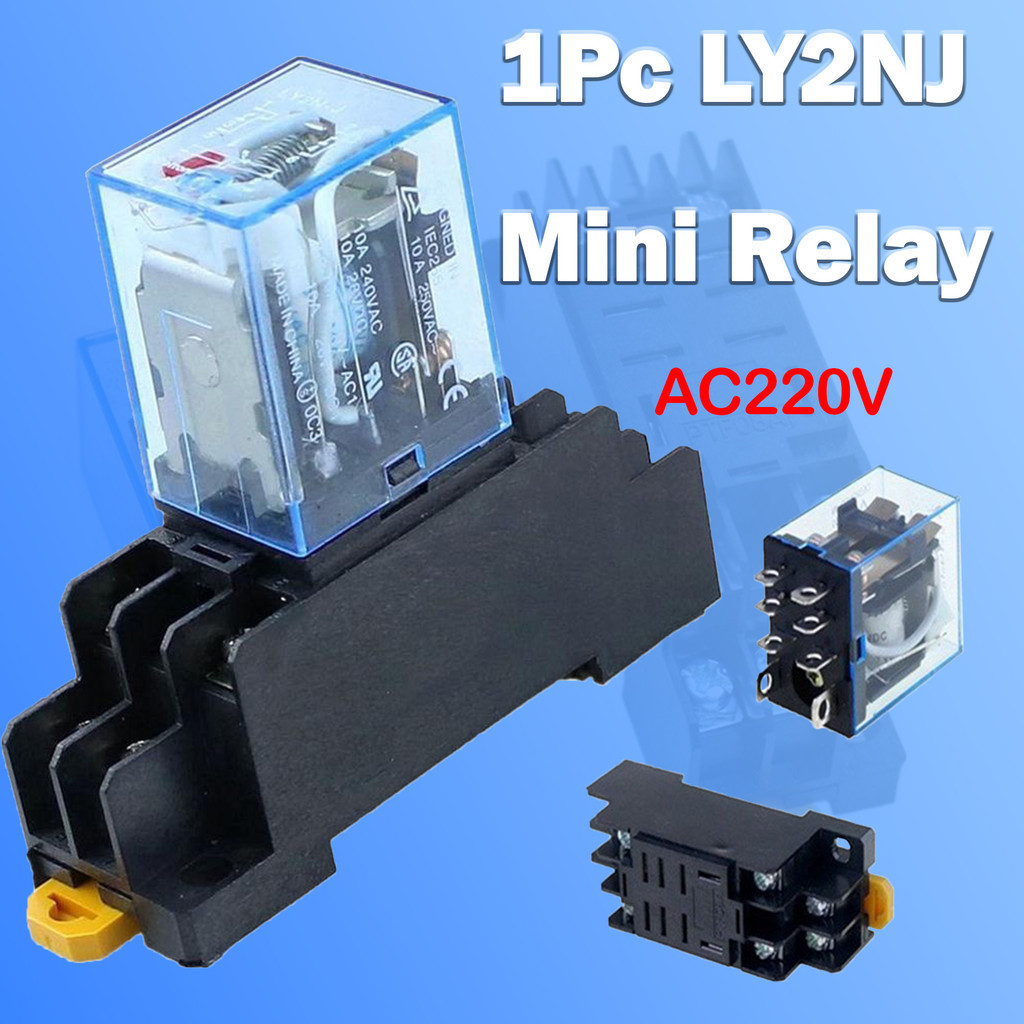 1Set AC220V Coil Power Relay DPDT LY2NJ HH62P HHC68A-2Z With Socket Base | Shopee Philippines