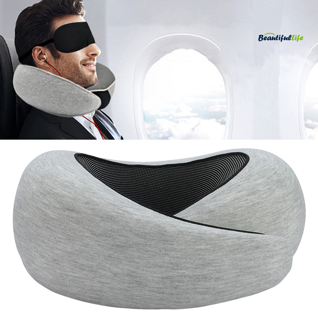 Beautifullife Memory Foam Neck Pillow with Adjustable Fastener Tape ...