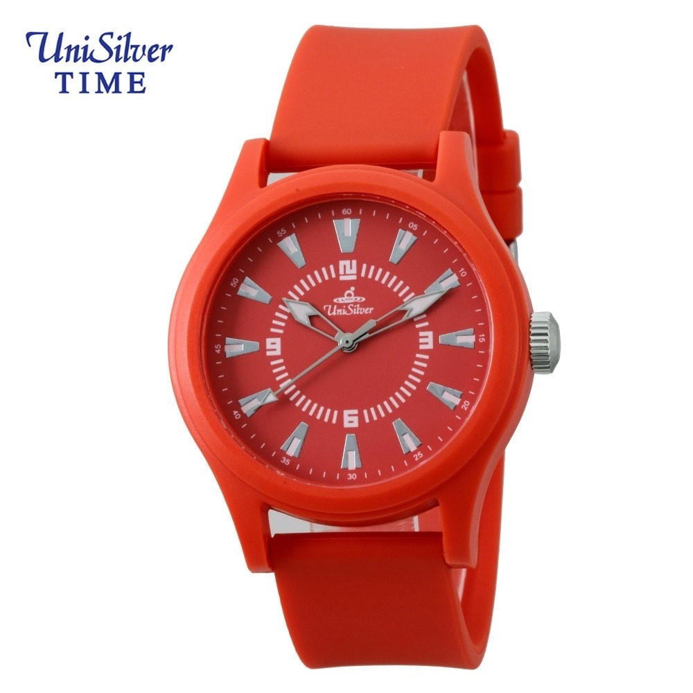 UniSilver TIME Unisex Red Orange Analog Rubber Watch KW4143-1008 ...