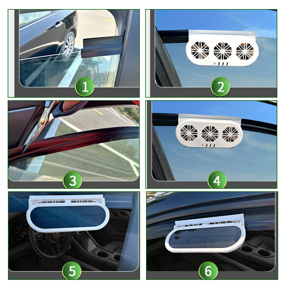 Solar Powered Auto Air Vent Cooling System 3 Fans Car SUV Air Vent ...