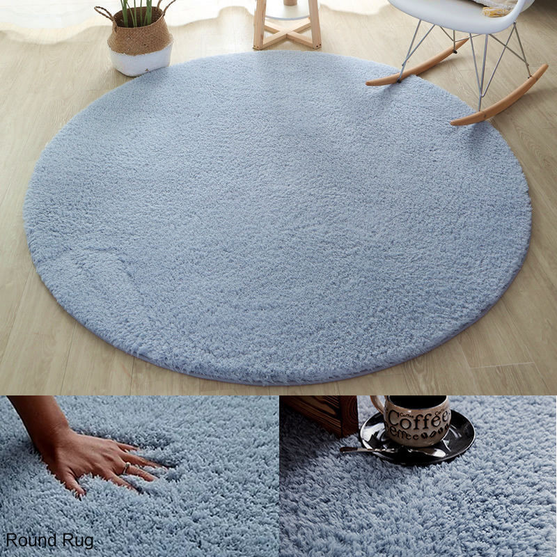 Lamb's Wool Solid Color Round Carpet Bedroom Cloakroom Dressing Table ...