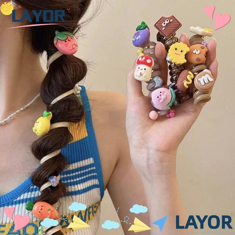 LAY Telephone Line Hair Loop, Cute Cartoon High Elastic Phone Line Hair ...