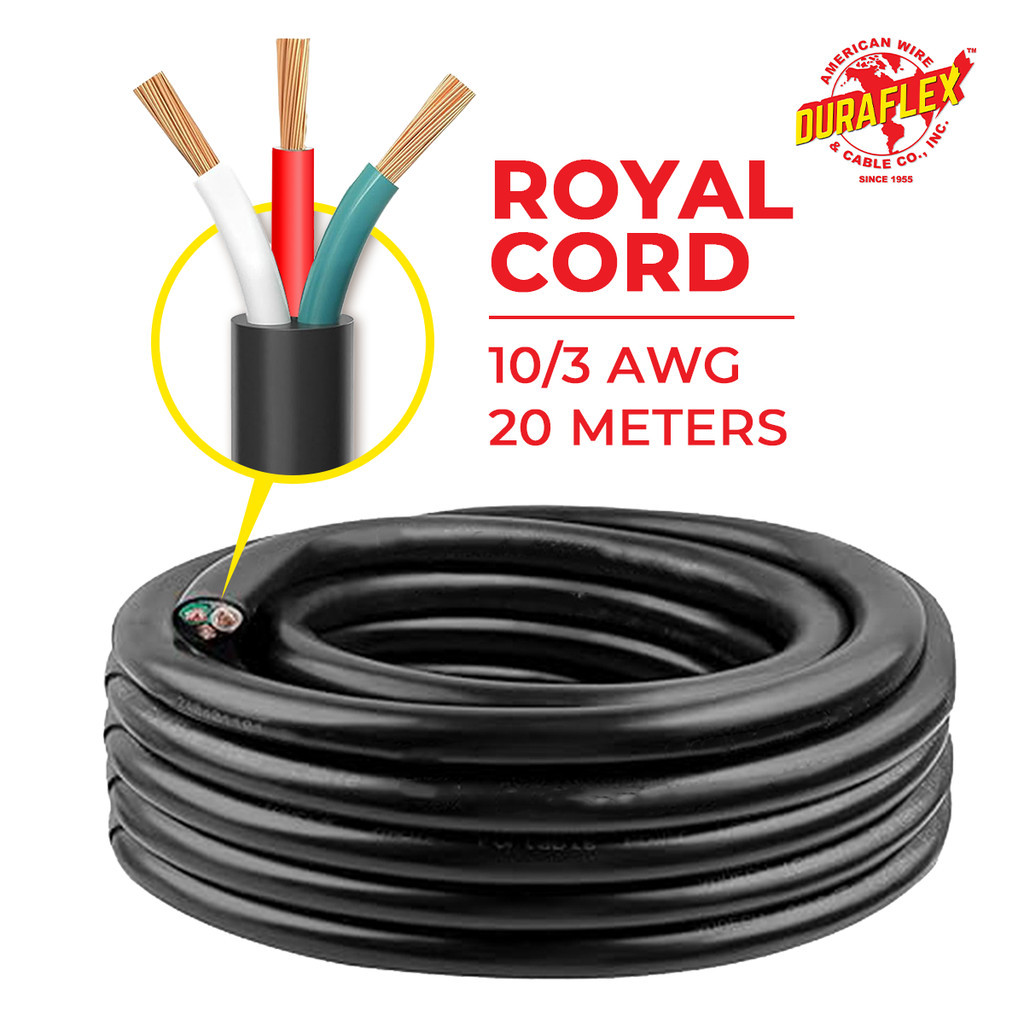 LQD Duraflex Royal Cord 10/3 AWG 20 meters Gauge Conductor Portable ...