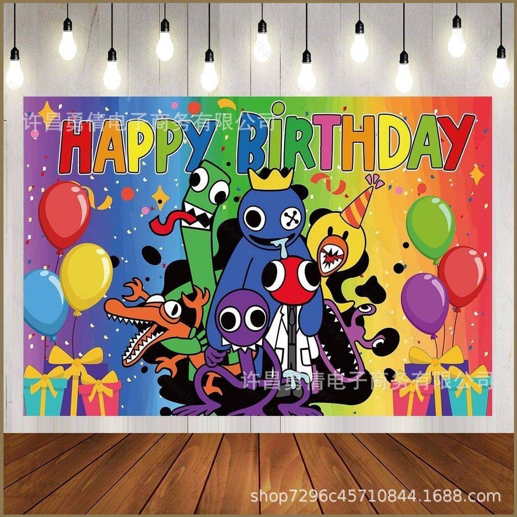 Rainbow Friends Birthday theme backdrop banner party decoration photo ...
