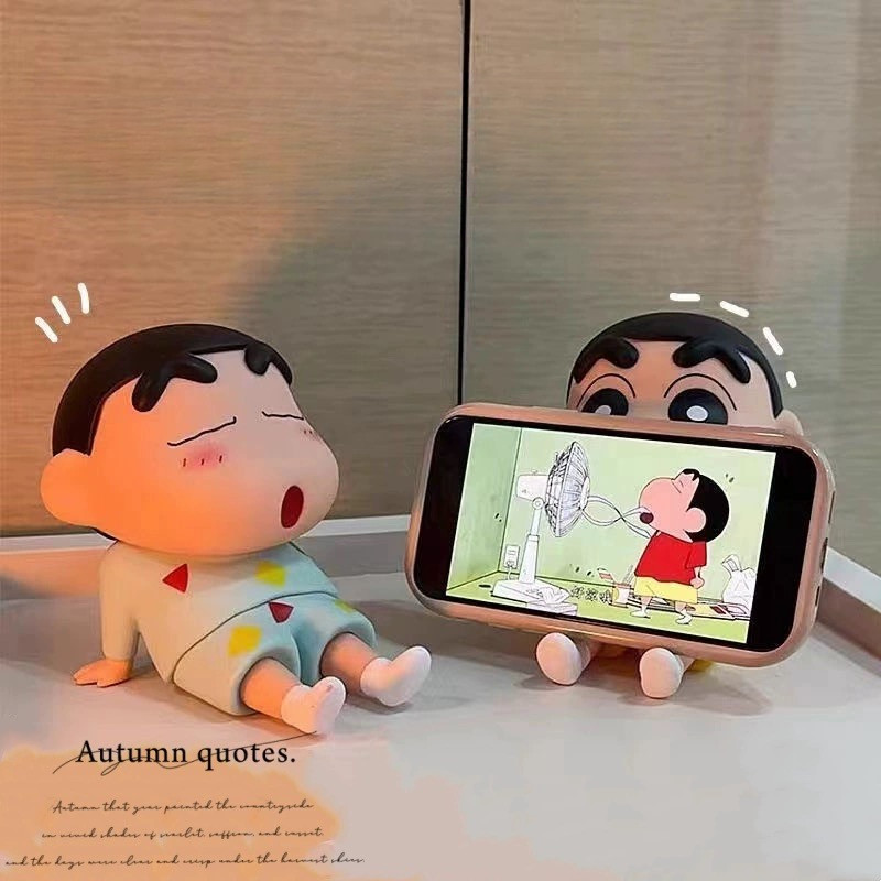 Crayon Shin-Chan Anime Figure Phone Holder Kawaii Desktop Ornaments ...