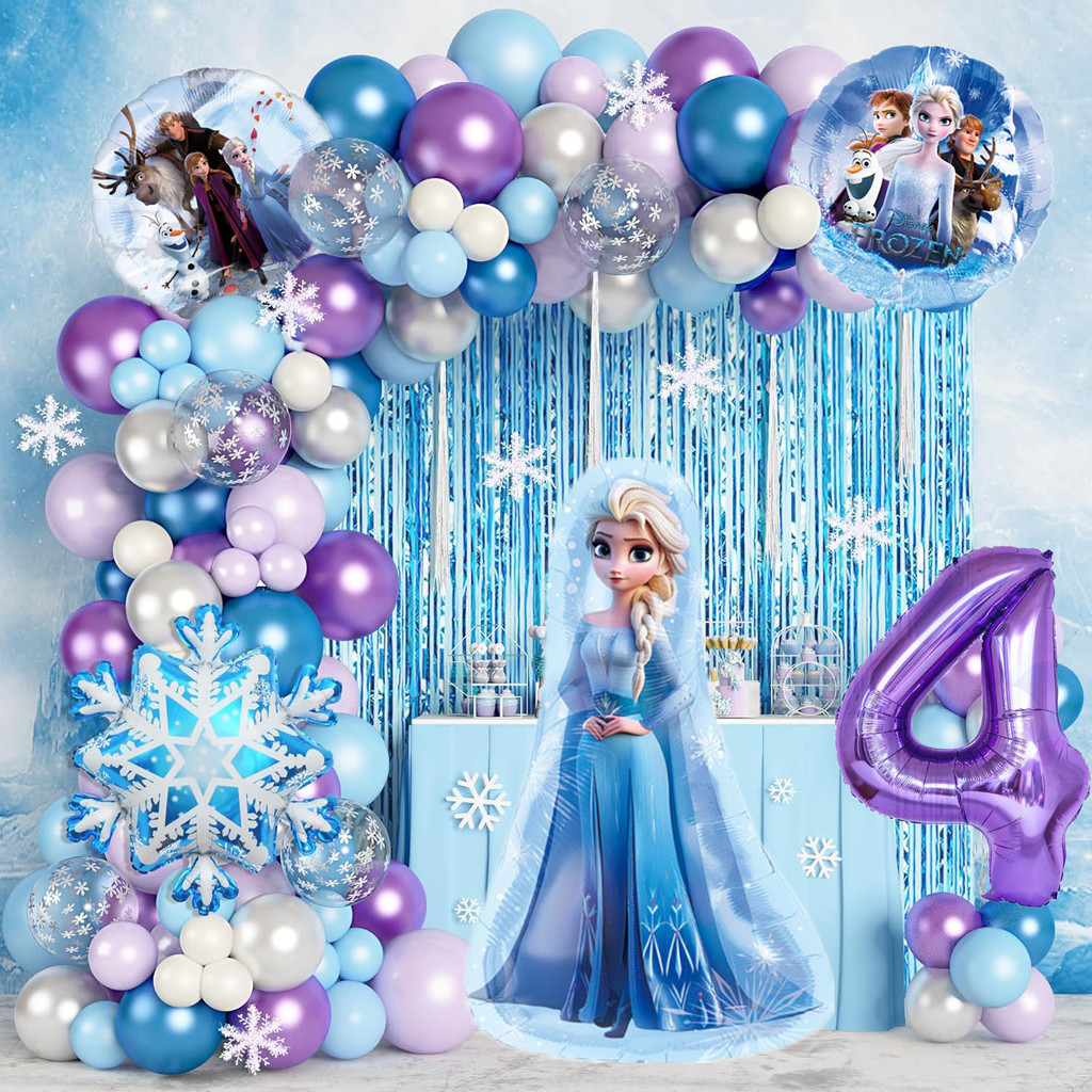 Frozen Ice Snow Queen Party Decoration Blue Purple Metallic Balloons ...