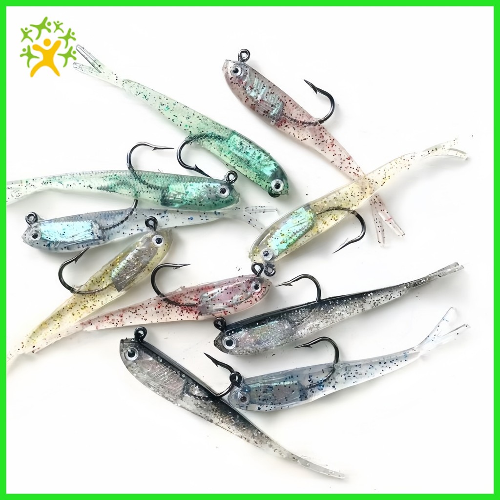 Soft Plastic Lure 7cm/6g Split Tail Lead Fish Swimbaits With Hooks ...