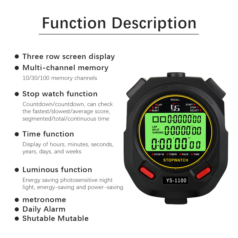 Luminous Electronic Stopwatch Sports Stopwatch Timer Large Screen for ...