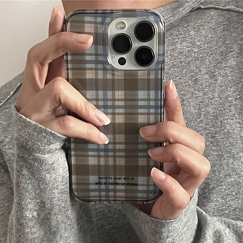 Stylish Brown Lattice Phone Case For iPhone 16 Pro Max 11 12 13 14 15 ...