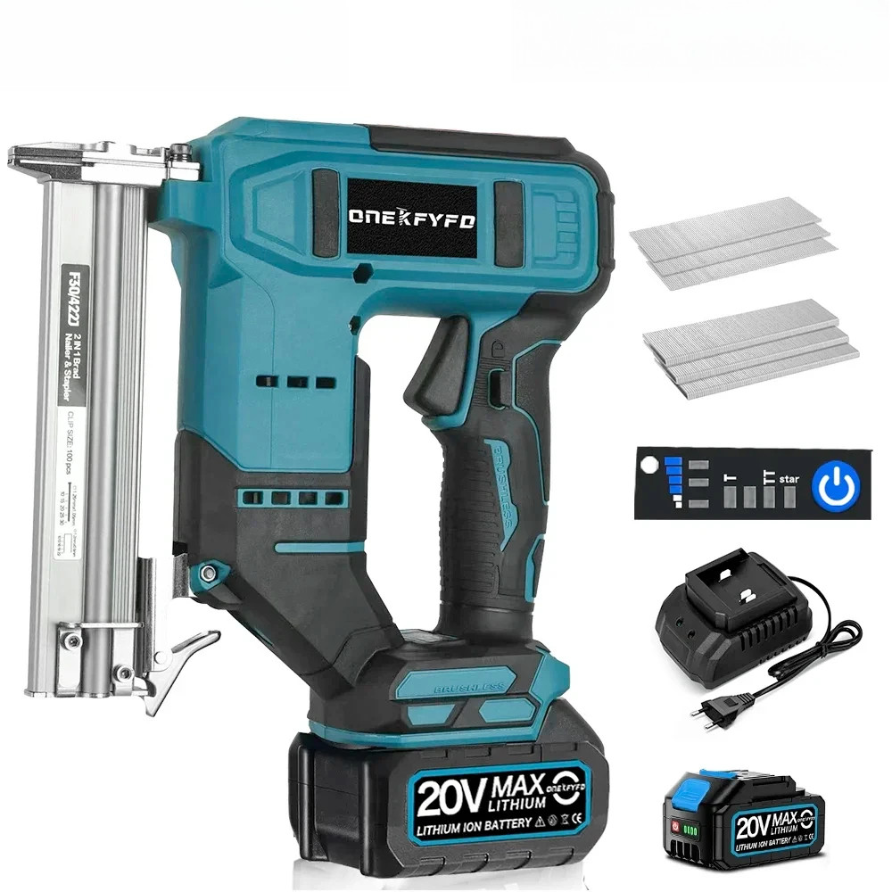 2 in 1 Brushless Electric Air Nail Gun Cordless Portable Nailer Stapler ...