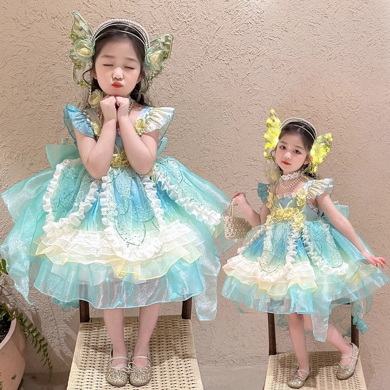 The Wizard of Oz Green Elf Princess Dress Tinker Bell Lolita Dress Baby ...