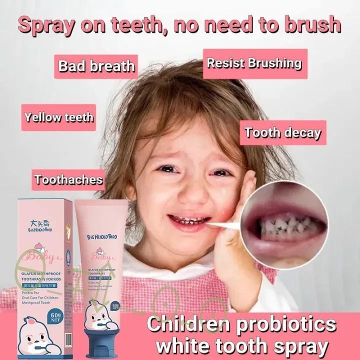 【yumcutete】BIG HEADED BIRD Baby Anti-Cavity Toothpaste Peach Flavor ...