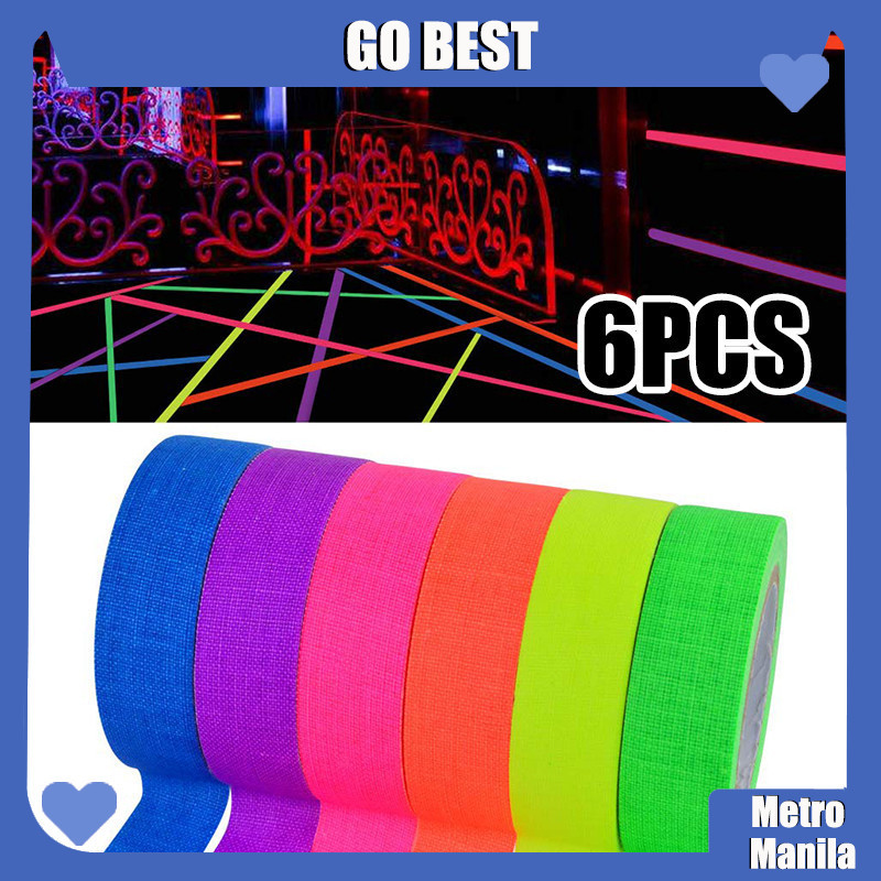 6colors/Set Neon Gaffer Cloth Tape Party Non-Reflective Glow In The ...