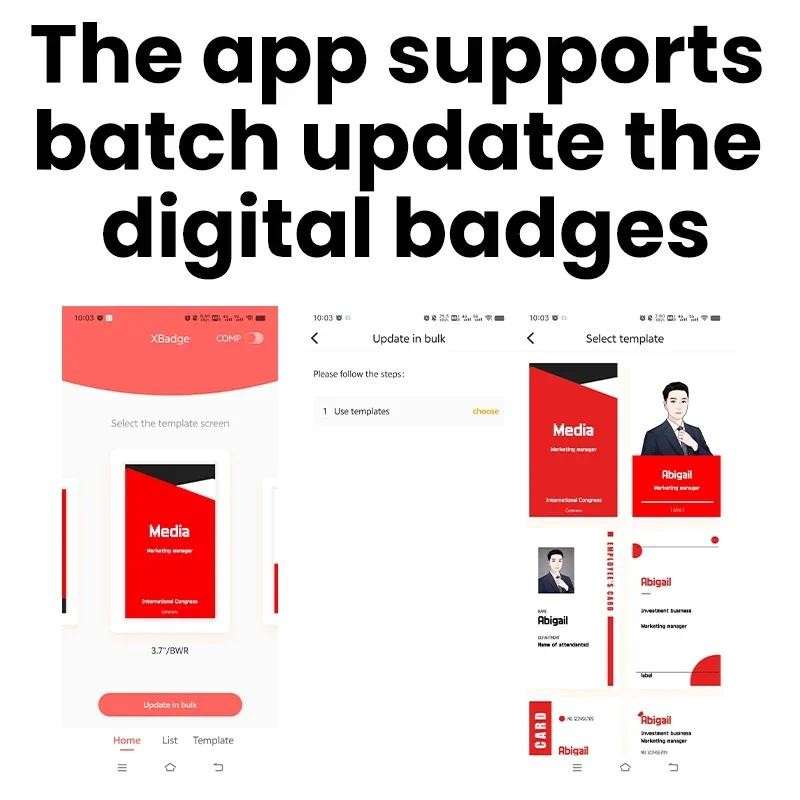 Mobile Refresh Electronic Badge Eink Badge No Battery E-Paper ID Card E ...