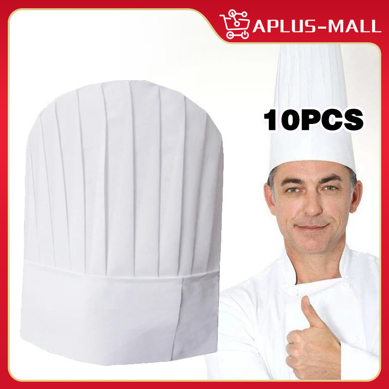 10pcs Disposable Non-woven Chef Hat Dust Cap Sanitary Hat Waiters Chef ...