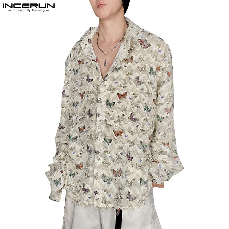 INCERUN Men's Printed Tassel Long sleeved Shirt | Shopee Philippines