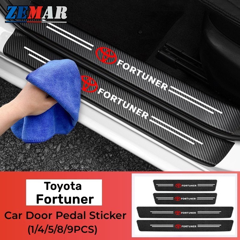 【Ready Stock】Toyota Fortuner Car Door Sill Sticker Carbon Fiber Leather ...