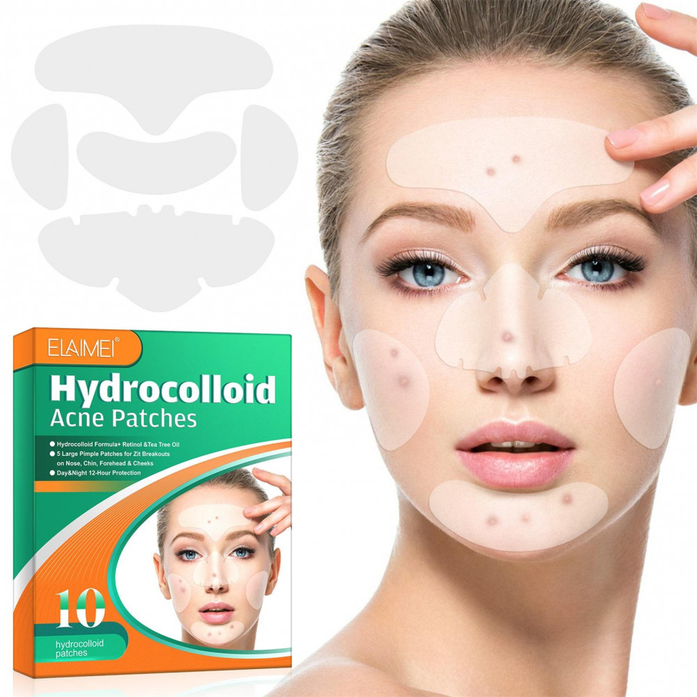 Full Face Pimple Patches 10PCS Hydrocolloid Acne Patches with Tea Tree ...