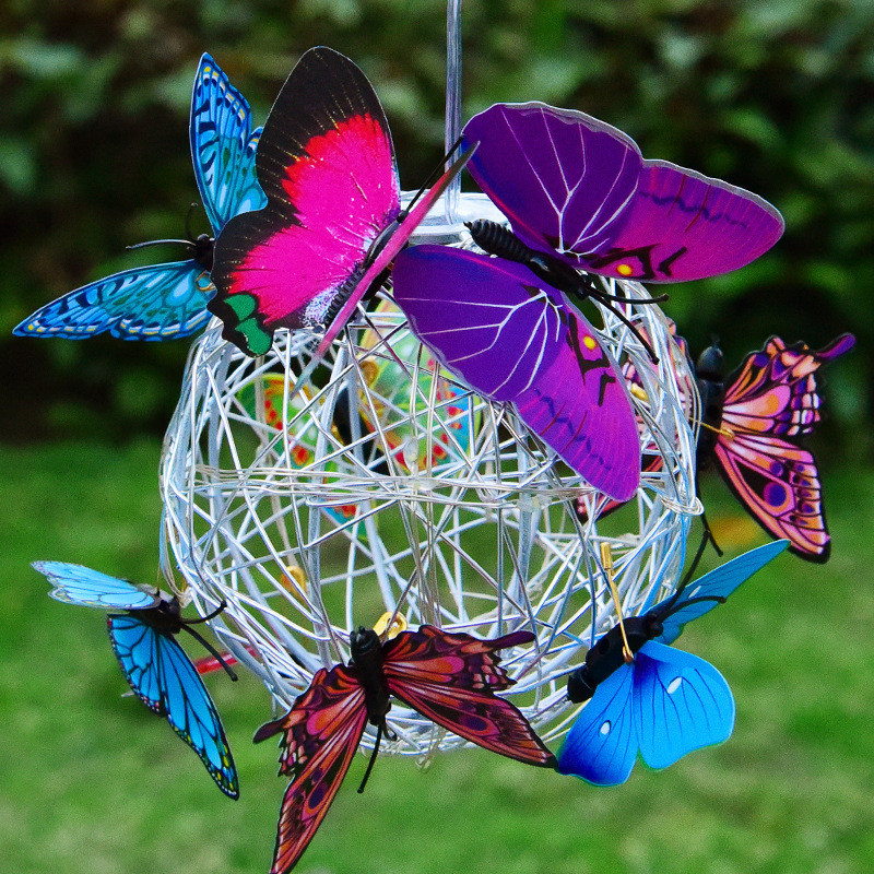 LED Solar Butterfly Ball Light, Outdoor Hanging Light, Yard Garden ...