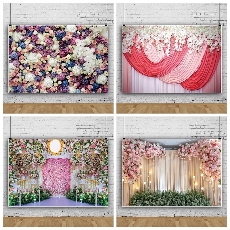 Beautiful Wedding Flower WallWedding Flower Scenes Photography Backdrop ...