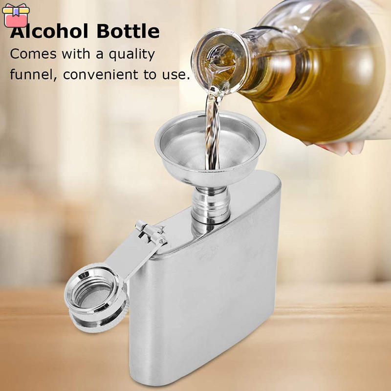 Stainless Steel Alcohol Flask Portable Wine Whiskey Flask with Funnel ...