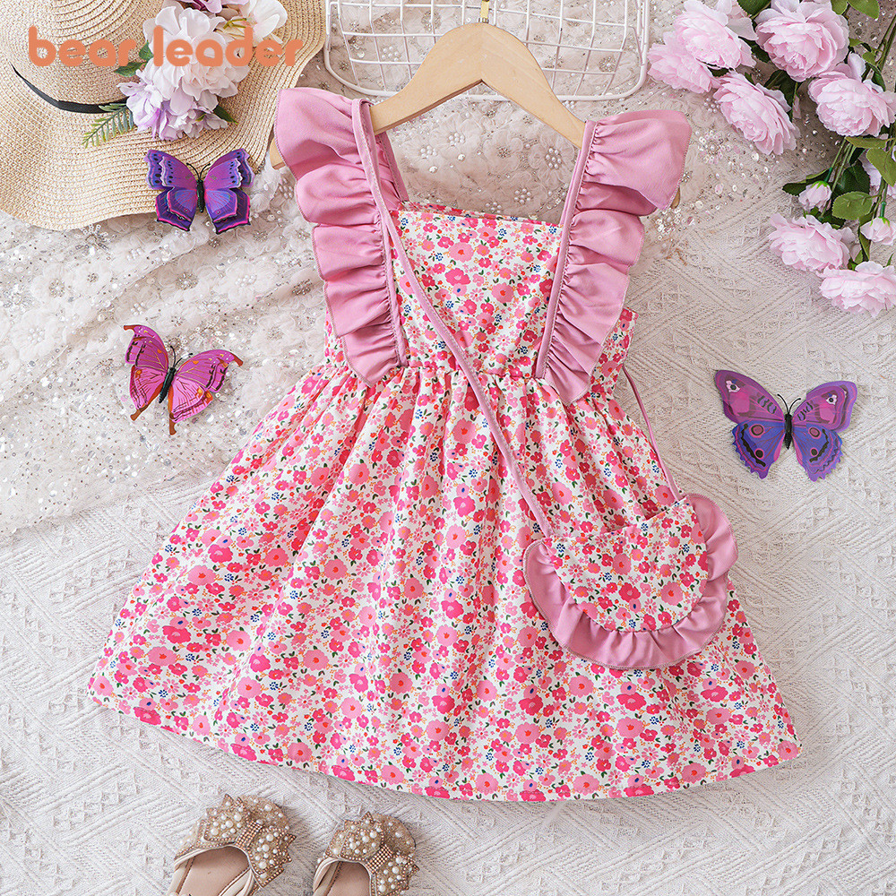 Bear Leader New 2024 Flower Girls Dress Summer Lotus Leaf Fragmented ...