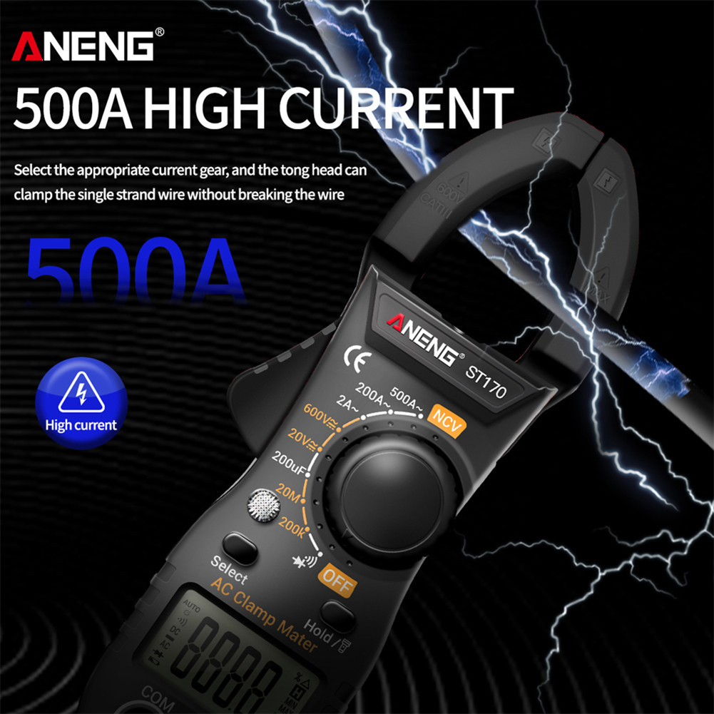 Aneng St170 Digital Clamp Meter Multimeter 1999 Counts LCD Screen AC DC ...