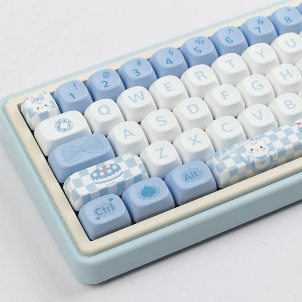 Alice Keycaps Pbt Sublimation MOA Height 144 Keys Blue & White Fresh ...