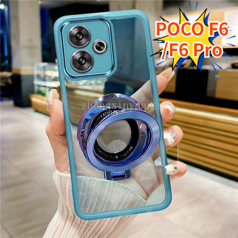 Casing for Xiaomi POCO F6 Pro 5G 2024 Transparent With Ring Magnetic ...