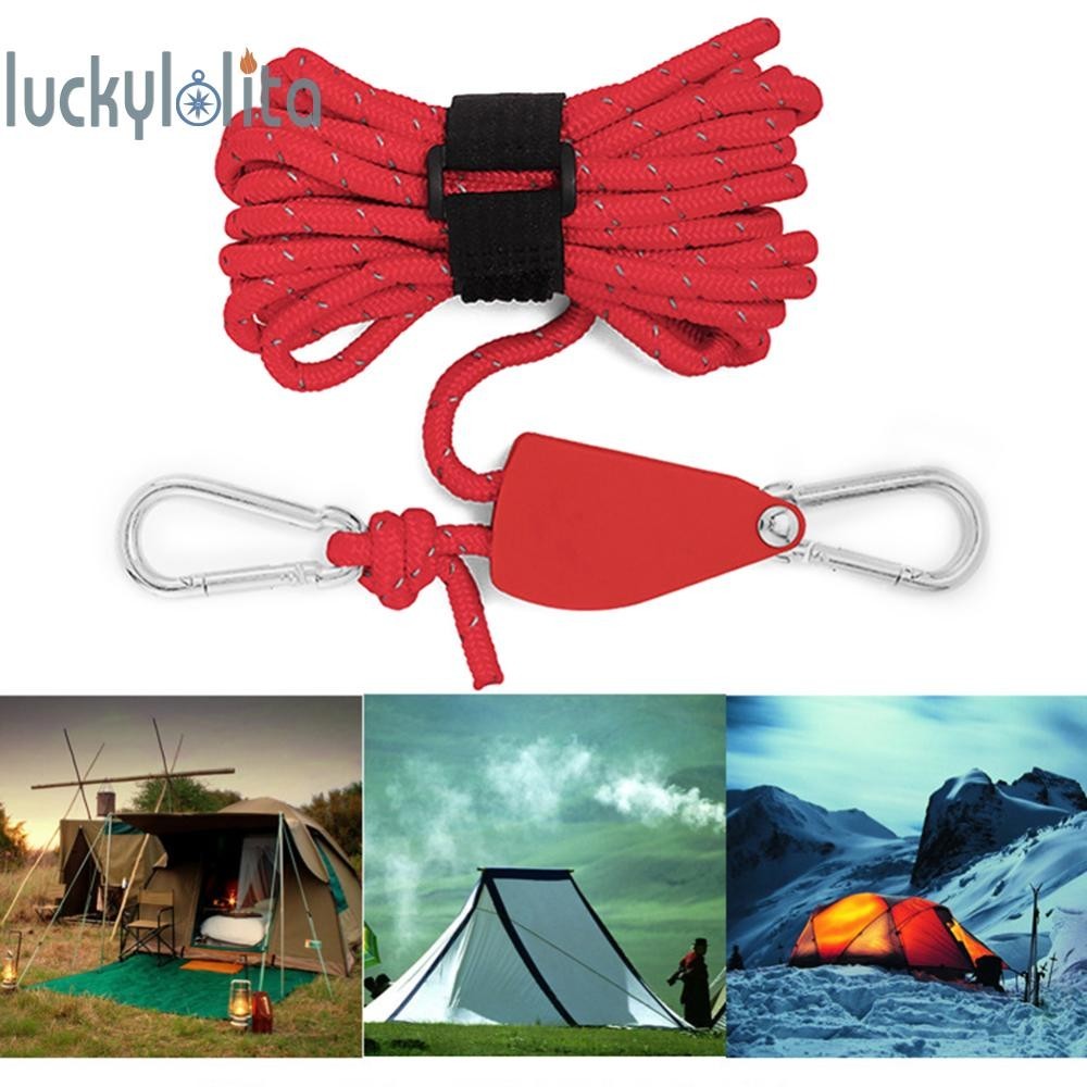 Hiking Tent Awning Wind Rope Fastener Adjustable Paracord Cord Pulley ...