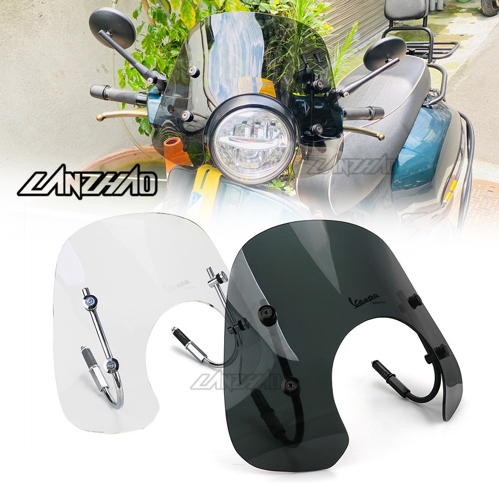 for VESPA GTS 300 2019-2022 Windscreen Scooter Windshield Black Acrylic ...