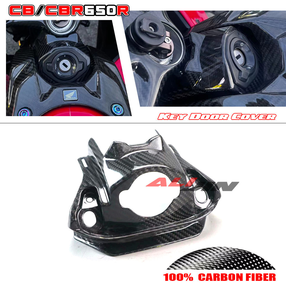 100% Real Dry Carbon Fiber Fairing Motorcycle Front Key Lock Cowl Trim ...