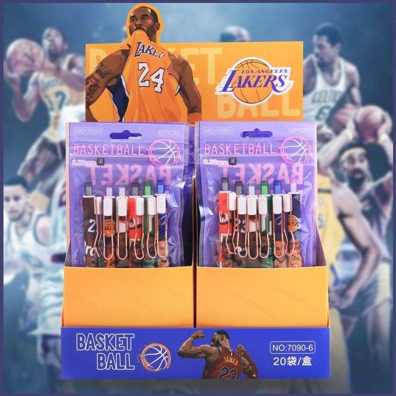 YE 6PCS NBA Lakers gel pen boys Click pen basketball James Kobe ...
