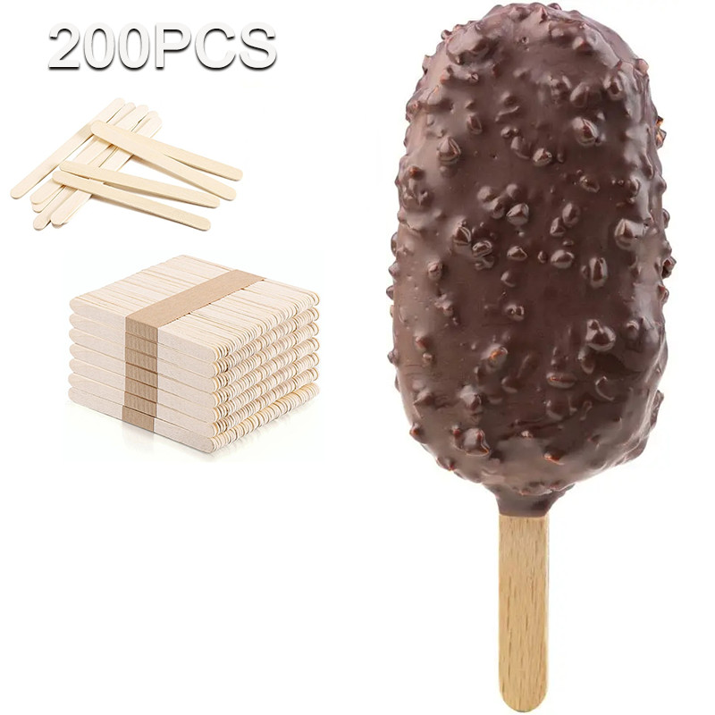 200PCS Popsicle Stick Ice Pops Sticks Ice Cream Sticks Arts & Crafts ...