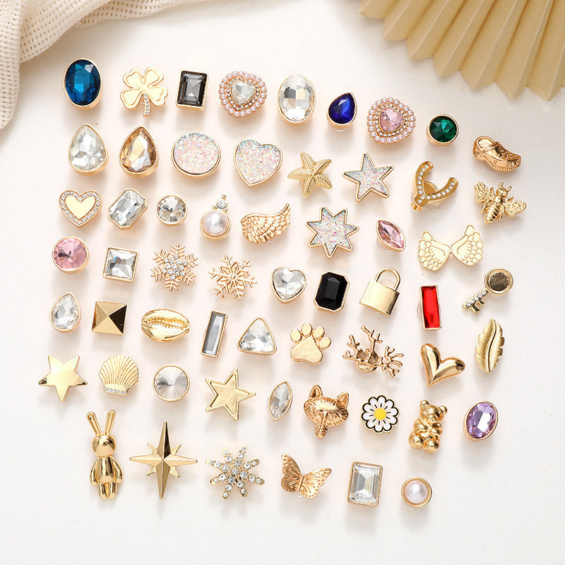 60 styles To Choose Crystal Metal Shoe Charms Jibbt For Croc Pins Heart ...