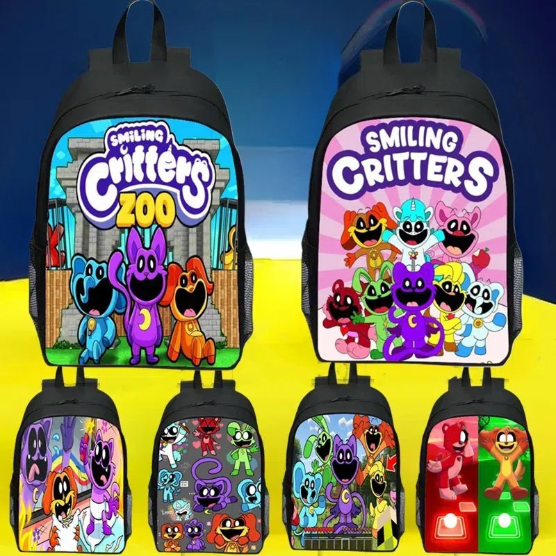 Kids Backpack Primary School Bag Smiling Critters 3D Cartoon Bagpack ...