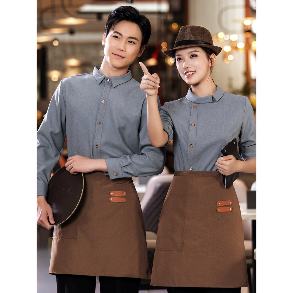 Hedao Catering Waiter Overalls Long-Sleeved Autumn Winter Restaurant ...