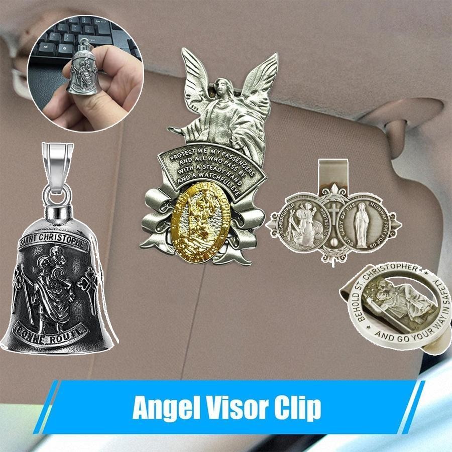 Guardian Angel Sun Visor Clip St Christopher Car Medal Bless Driving ...