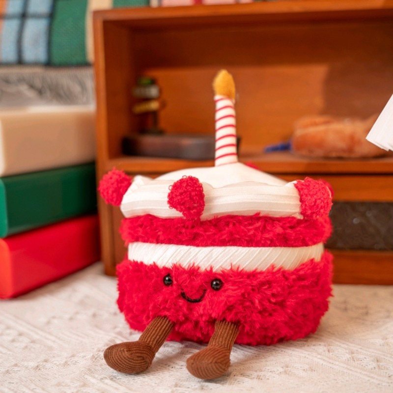 Jellycat Red Cake Plush Toy Cartoon Simulated Dessert Cake Stuffed Doll ...