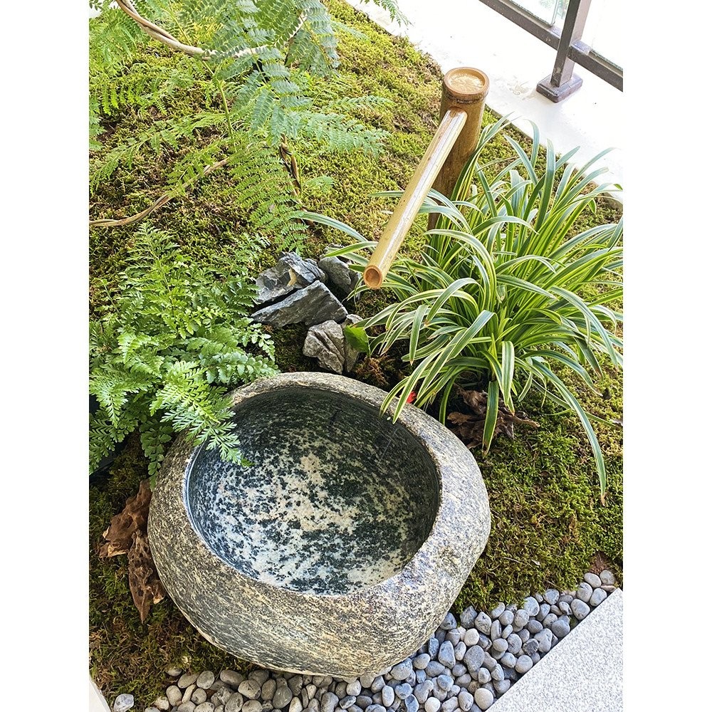 Bamboo Water Flow Ornament Garden Bamboo Decoration Landscaping Fish ...