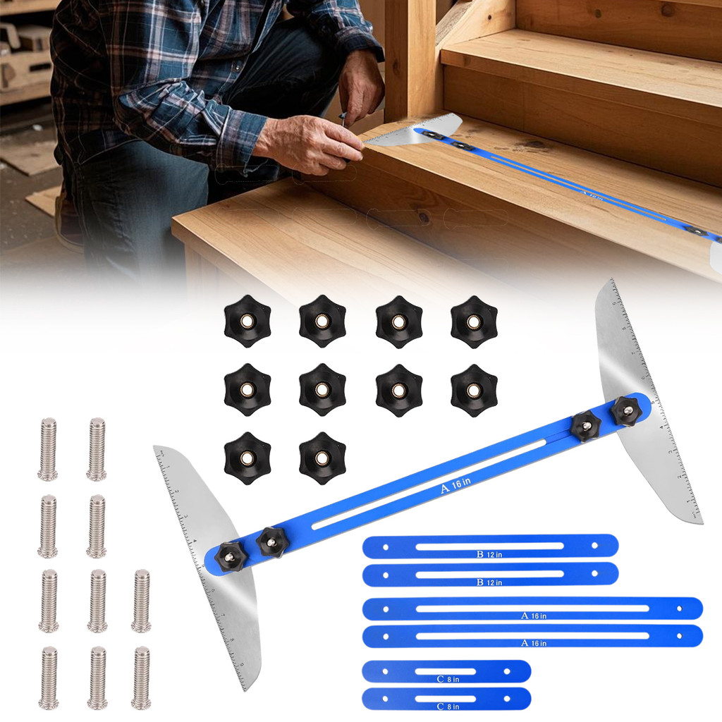 【Ilisland】Stair Tread Template Tool 11-60In Metal Measuring Stair Tool ...