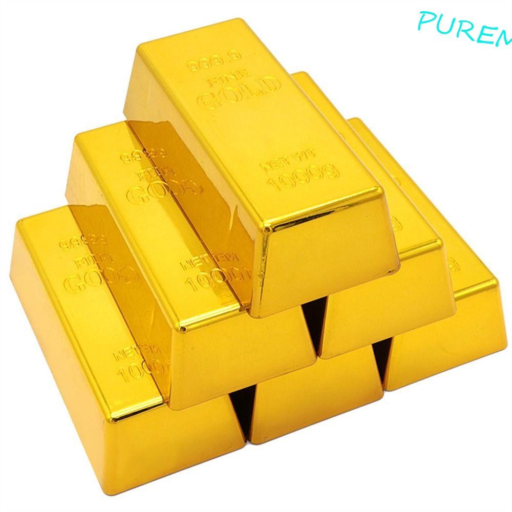 PUREM Fake Gold Bar, Simulation Glittering Golden Brick, Office ...