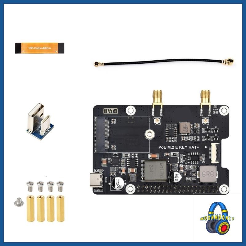 Moon PCIe to M 2 E Key Interfaces Board for RPi 5 with Power Over ...