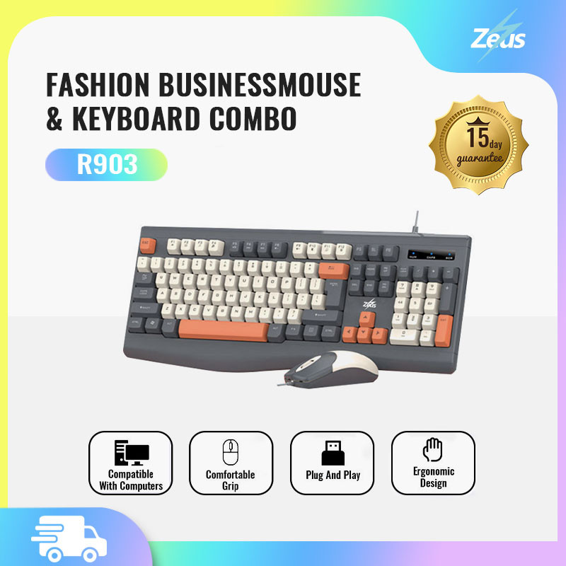 Zeus x Raiku R903 Keyboard and Mouse Set Full Size Office Keyboard Set ...